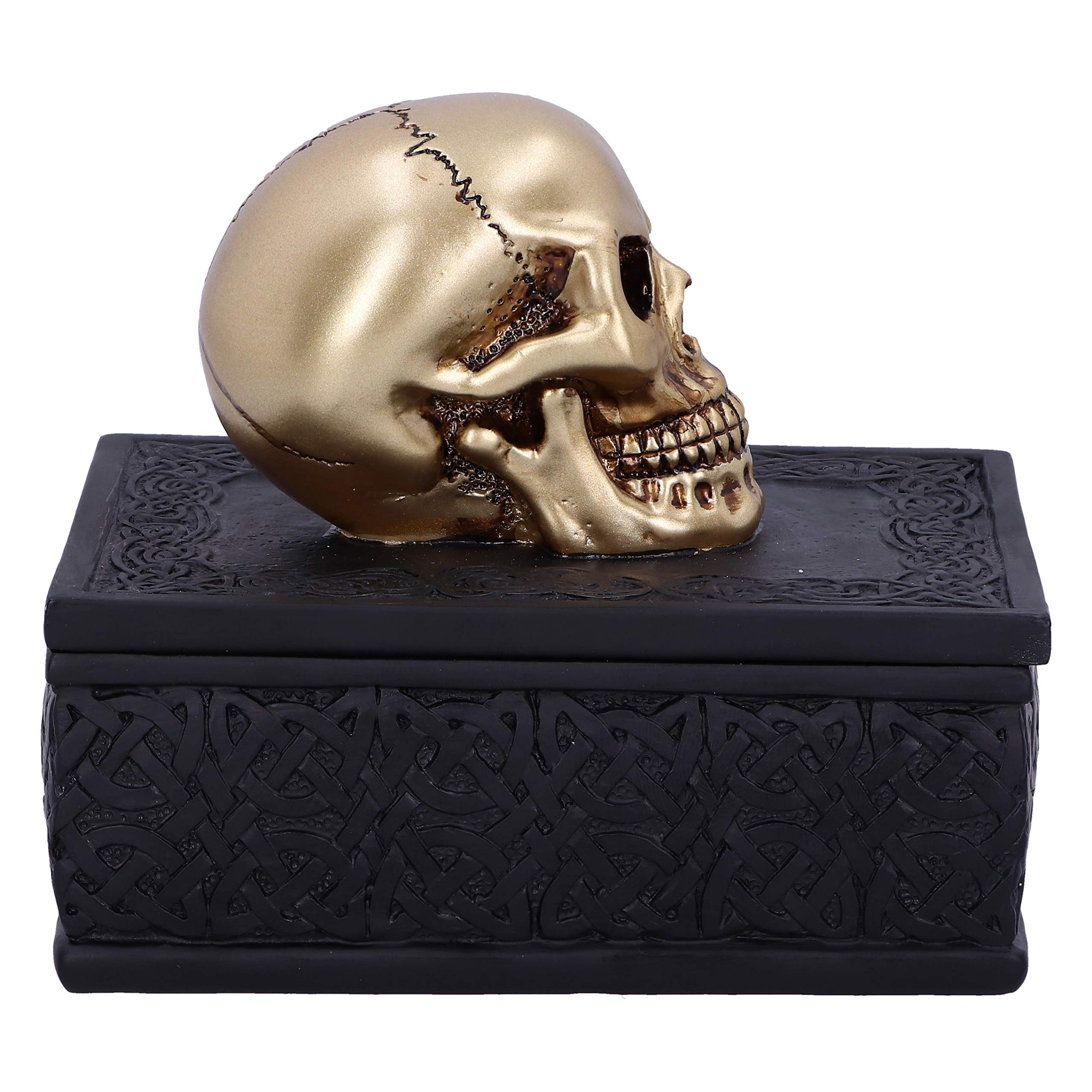Nemesis Now Celtic Opulence Golden Skull Black Trinket Box, 11.8cm