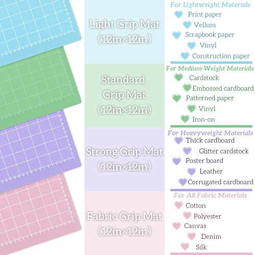 ZOCONE 13 Pcs Cutting Mats for Cricut, 12”x12” Variety Grip Sticky Non-Slip Durable Cutting Mats for Cricut Maker, Explore Air Series, Replacement Accessories for Cricket