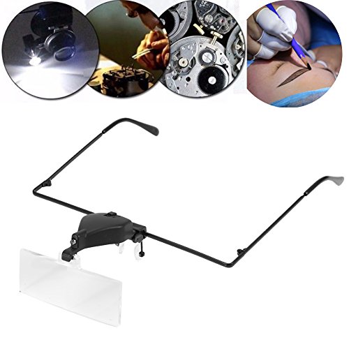 Magnifier Glasses w/LED Light for Lash Extensions - 3 Lenses Magnifier Spectacles 1.5X 2.5X 3.5X Eyeglass LED Magnifier Hands Free Head Eyelash Extension Magnifying Glass