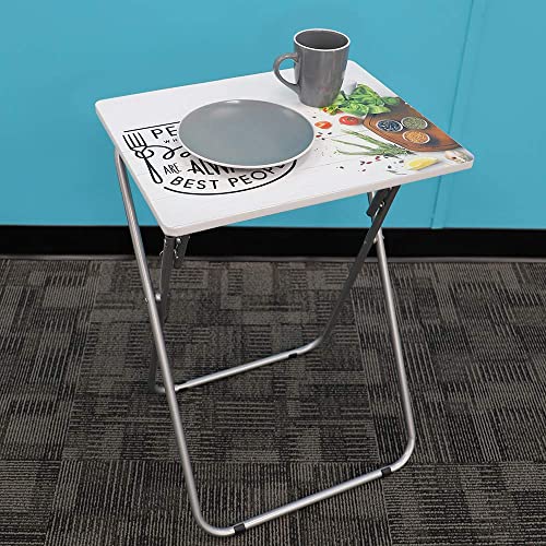 Home Basics TT39161 Foldable TV Tray Table, 19.0 x 15.0 x 26.0, for The Love of Food (White)