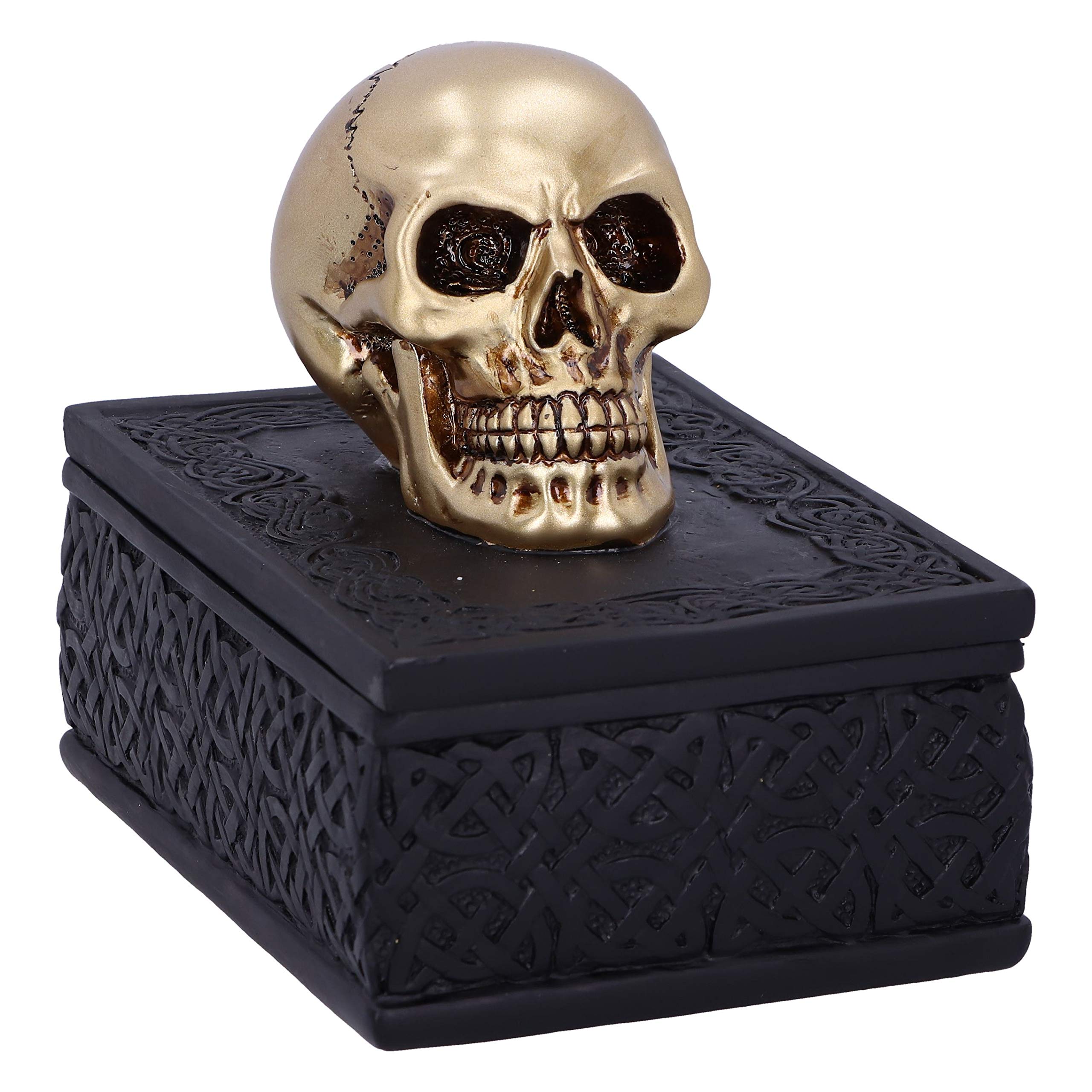 Nemesis Now Celtic Opulence Golden Skull Black Trinket Box, 11.8cm