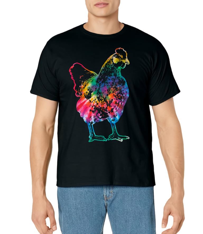 Chicken Tie Dye Hippie Poultry Farmer Farm Vintage Gift T-Shirt