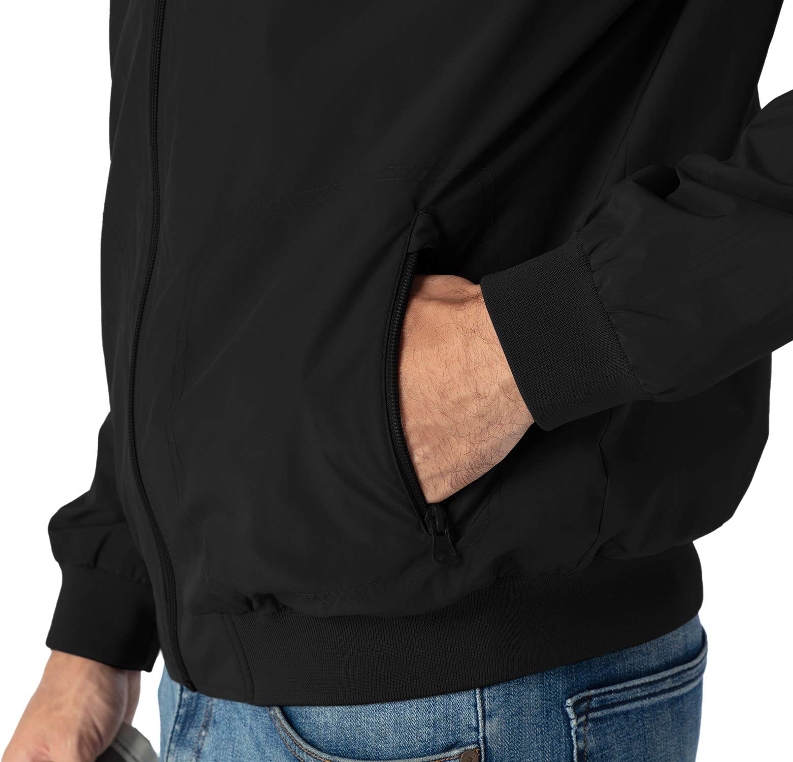 Rdruko Men's Windbreaker Lightweight Bomber Jacket Causal Fashion Light Jacket(Black, US L)