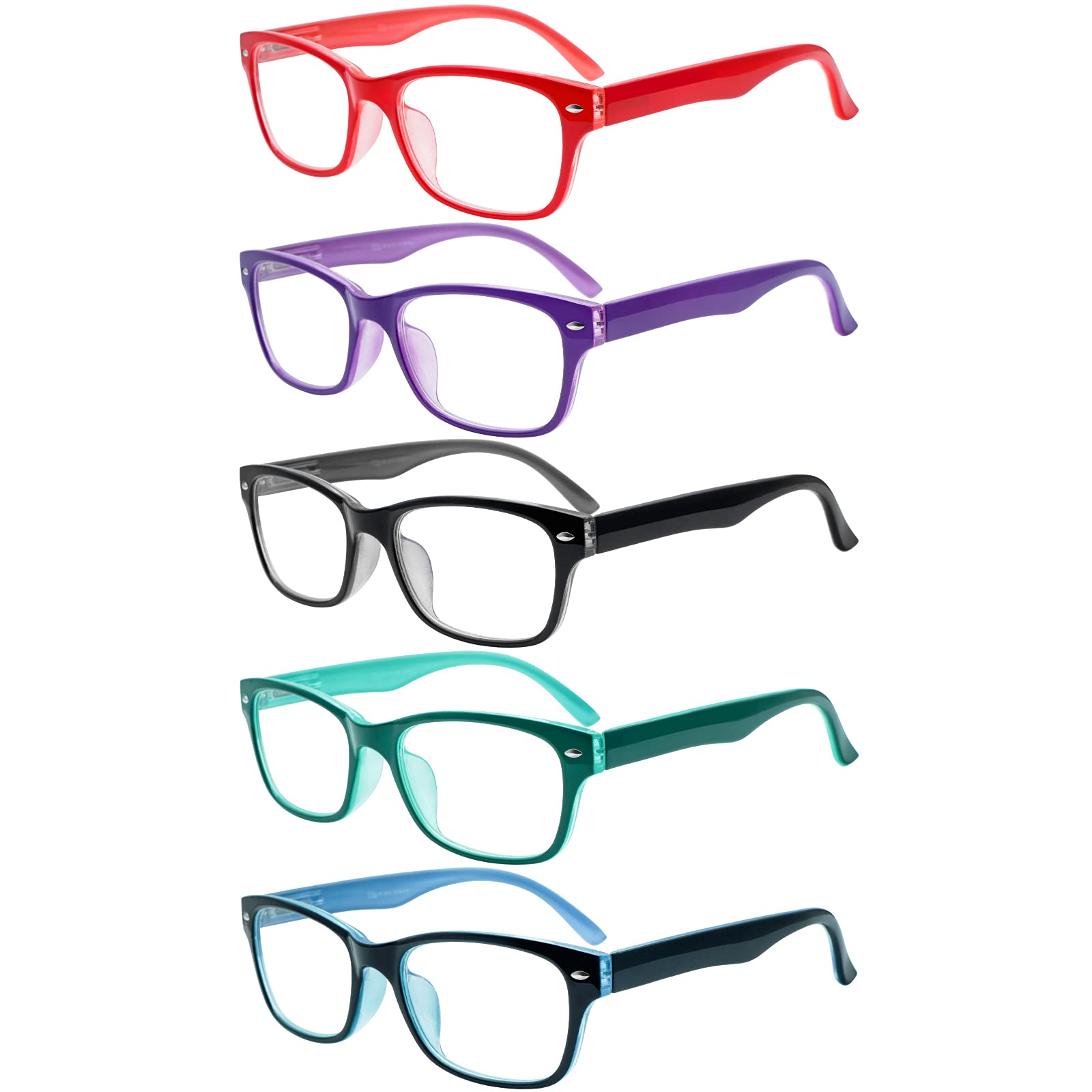 SIGVAN Reading Glasses 5 Packs Blue Light Blocking Eyeglasses Quality Spring Hinge Colorful Computer Readers for Women Men (5 Mix, 2.00, multiplier_x)