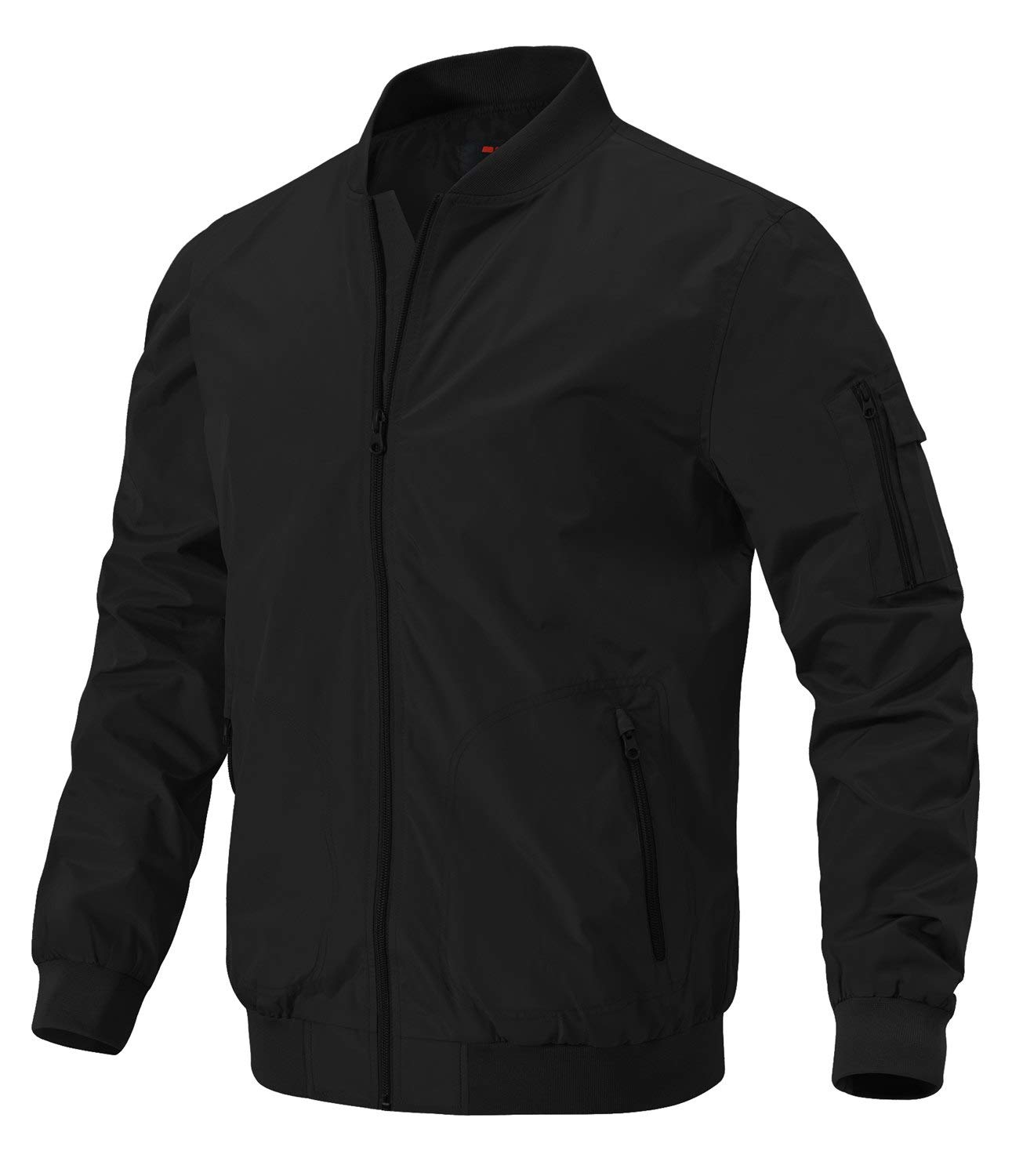 Rdruko Men's Windbreaker Lightweight Bomber Jacket Causal Fashion Light Jacket(Black, US L)
