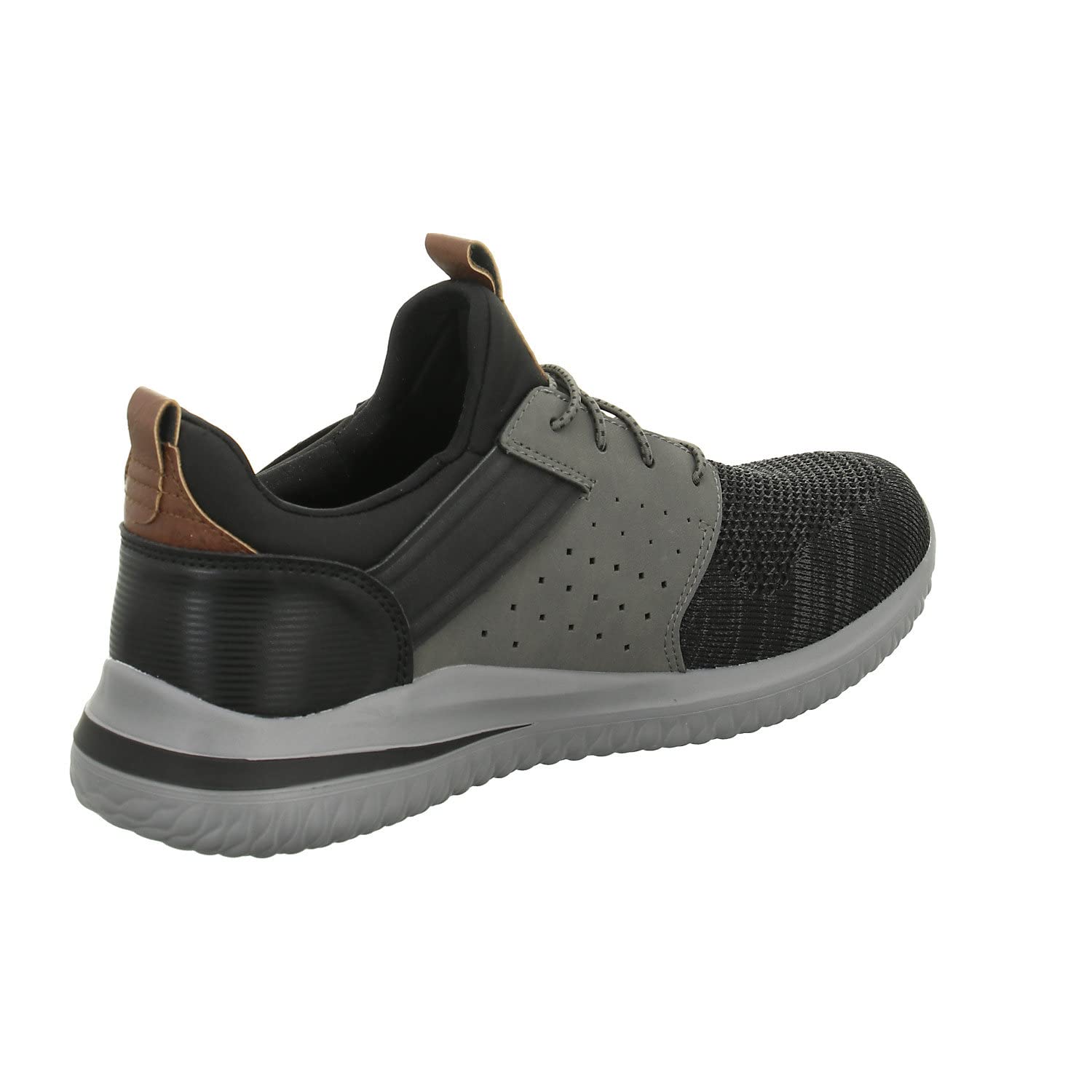 Skechers Men's Delson 3.0-Cicada 210238 Knitted Bungee Lace Slip On, Black/Grey, 10
