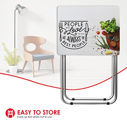 Home Basics TT39161 Foldable TV Tray Table, 19.0 x 15.0 x 26.0, for The Love of Food (White)