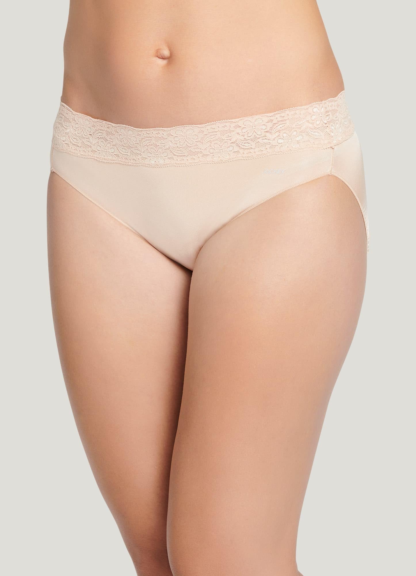 Jockey Women's Underwear No Panty Line Promise Tactel Lace Bikini, Light, 7