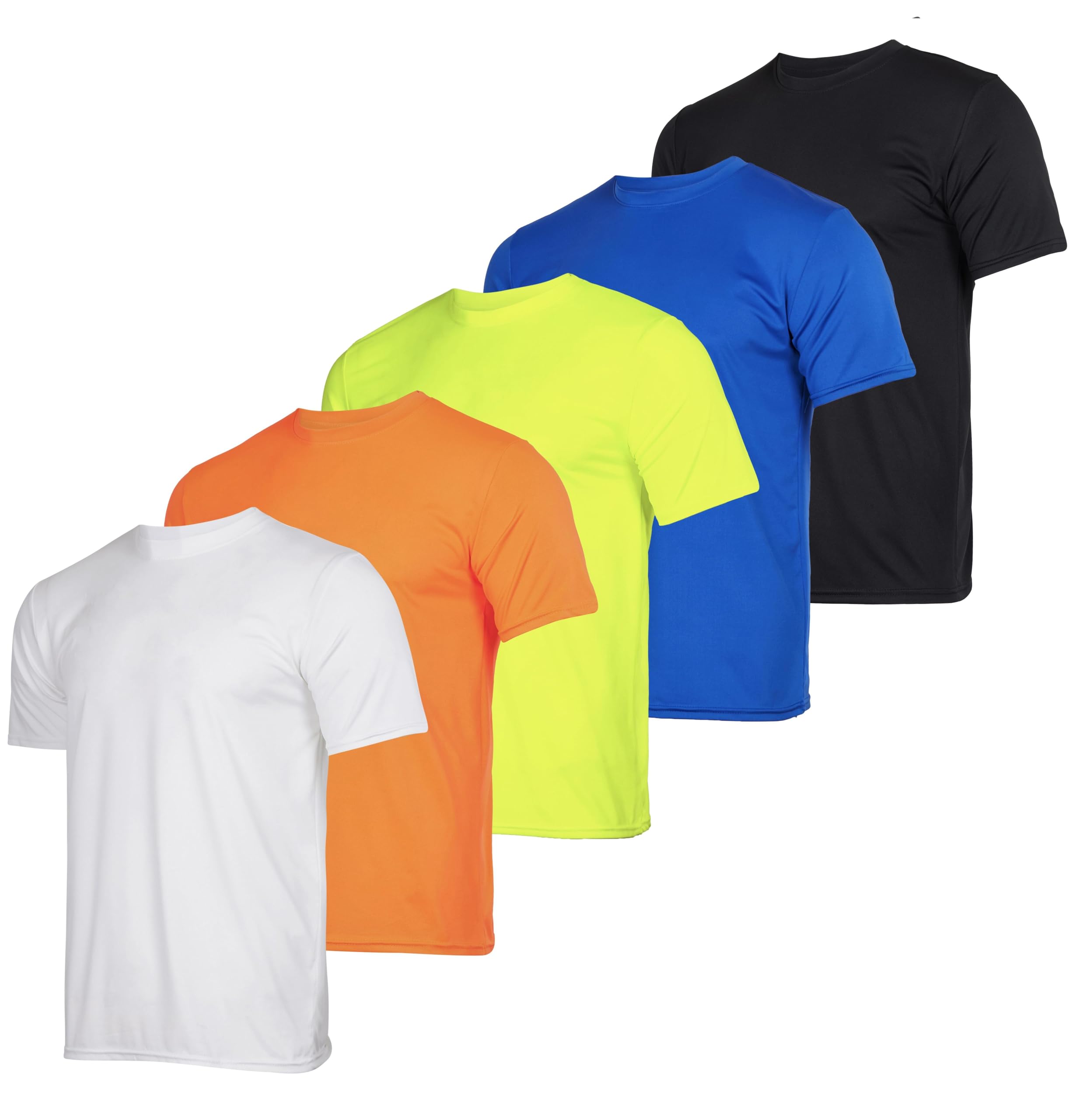 Real Essentials 5 Pack: Boys Girls Active Athletic Quick Dry Dri Fit Short Sleeve T-Shirts Crew Neck Tops Teen Gym Undershirts Tees Youth Basketball Moisture Wicking Tshirt-Set 11,XL (16-18)