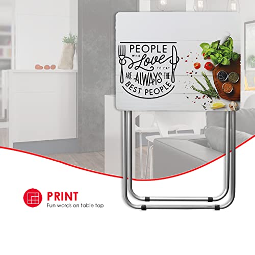 Home Basics TT39161 Foldable TV Tray Table, 19.0 x 15.0 x 26.0, for The Love of Food (White)