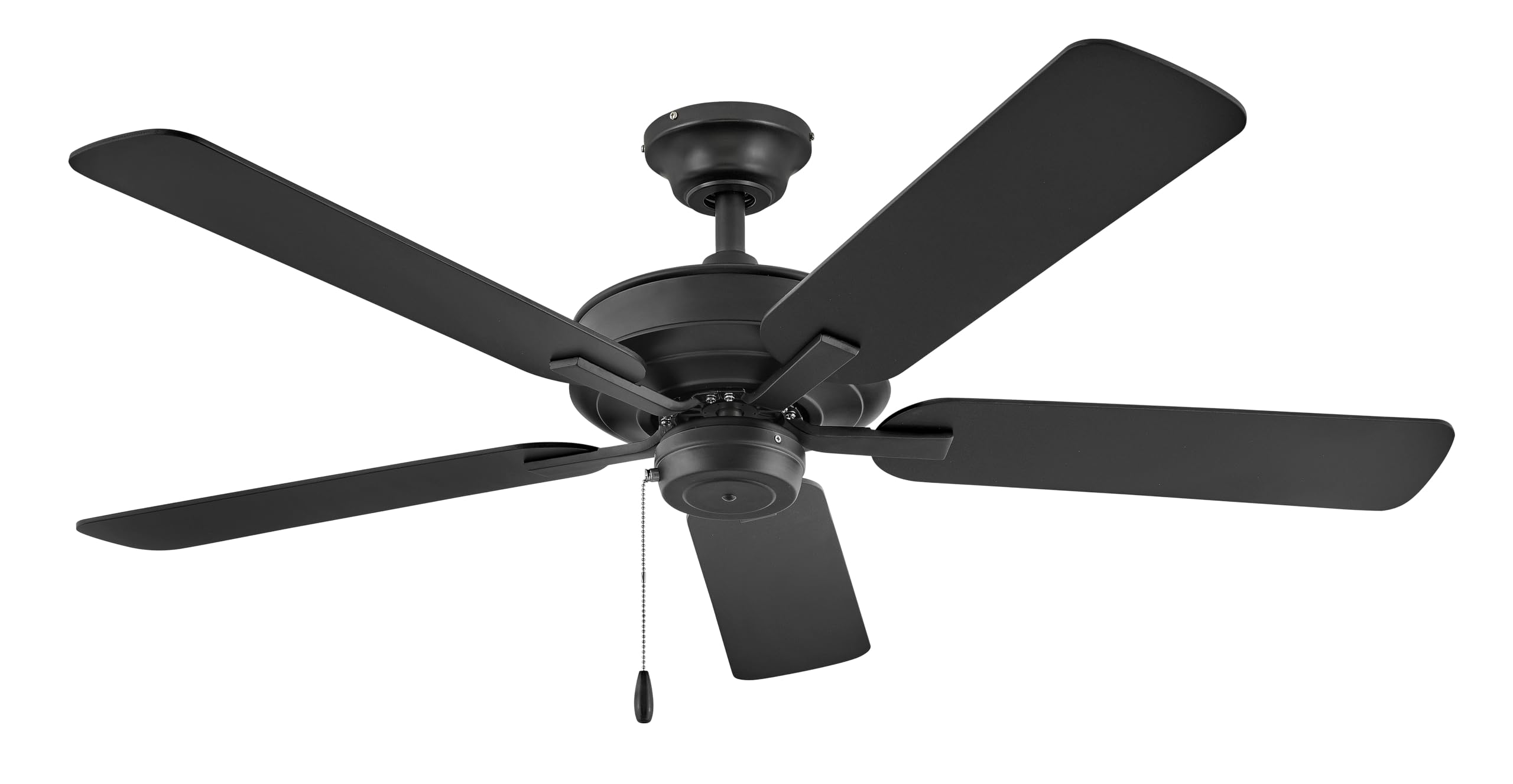 Hinkley Metro 52" Indoor Dual Mount Ceiling Fan with No Light - Traditional Style, Reversible Wooden Fan Blades - Matte Black - Remote Sold Separately