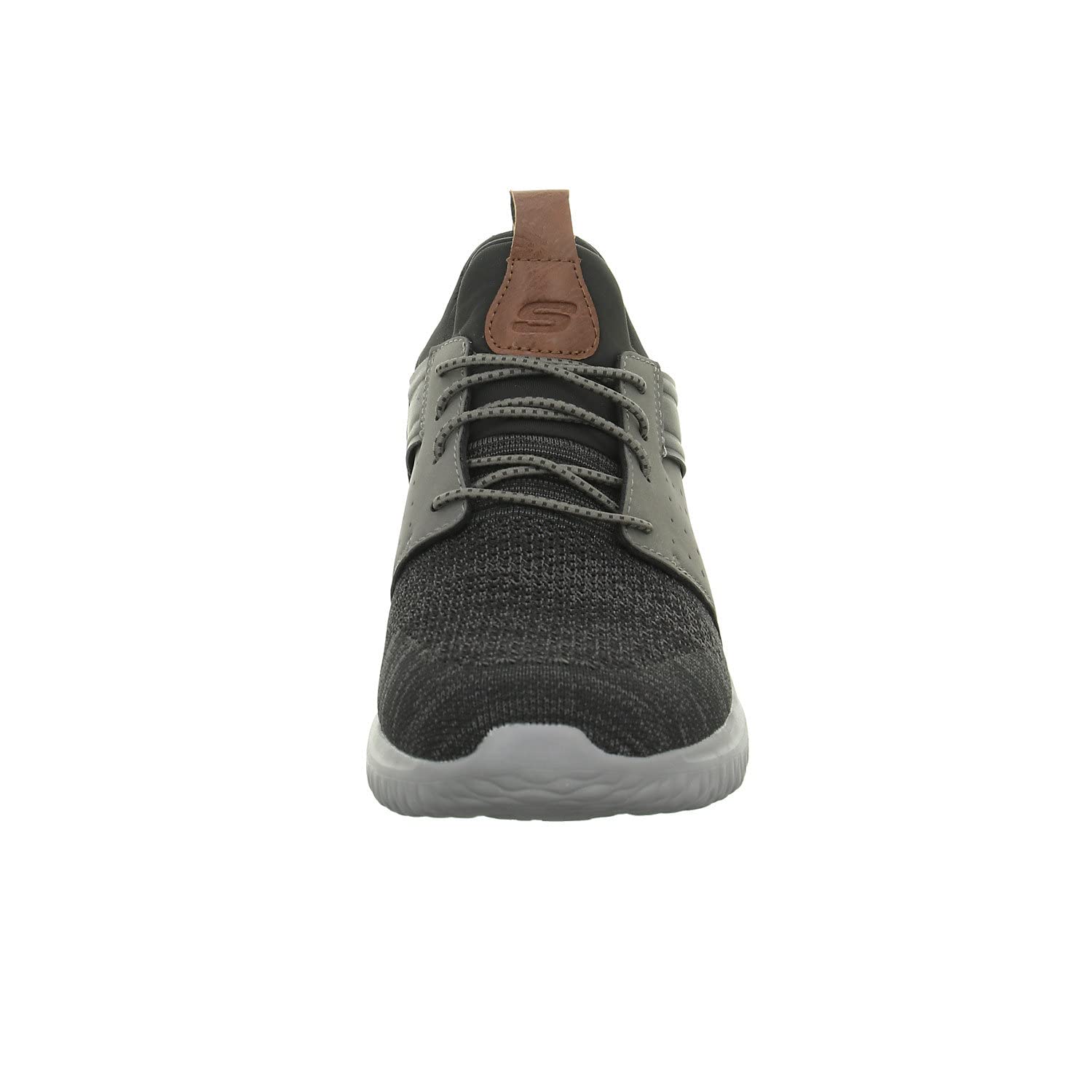 Skechers Men's Delson 3.0-Cicada 210238 Knitted Bungee Lace Slip On, Black/Grey, 10