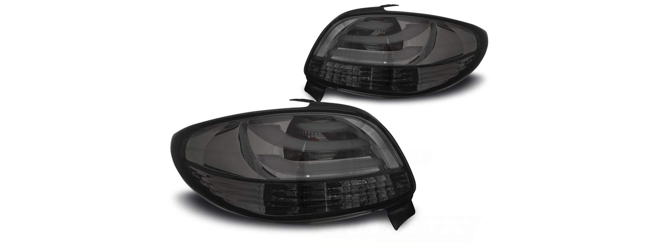 LED Rear Lights VR-934 Tail Light Assembly Tail Lamp 1 Pair Driver And Passenger Side Complete Set Smoke Bar compatible with Peugeot 206 1998 1999 2000 2001 2002 Hatchback 3 Doors 5 Door