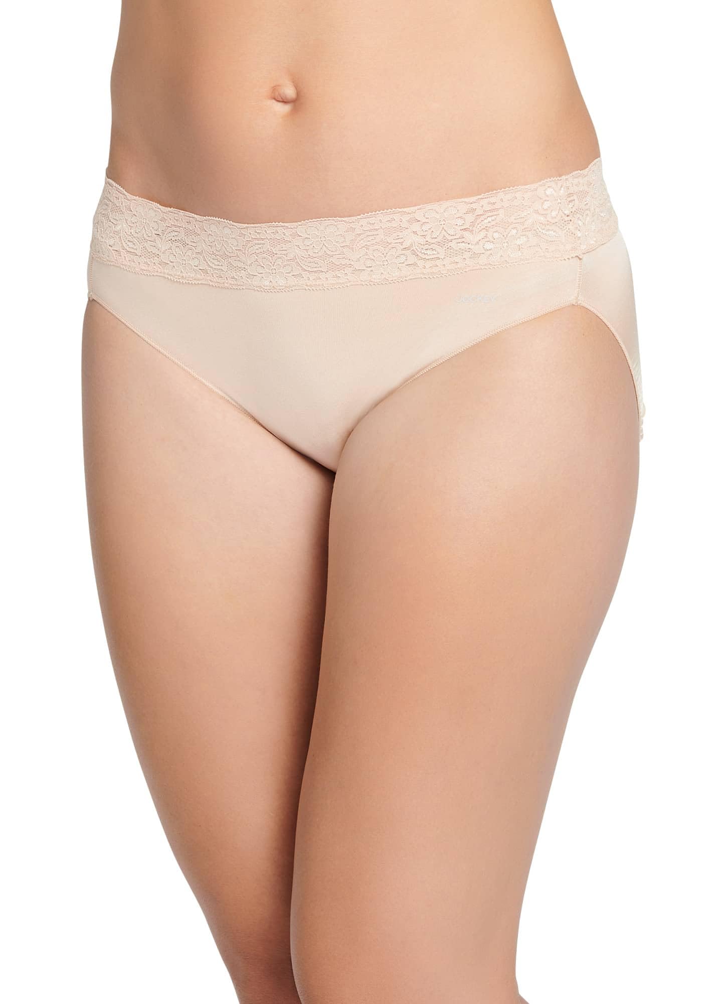 Jockey Women's Underwear No Panty Line Promise Tactel Lace Bikini, Light, 7