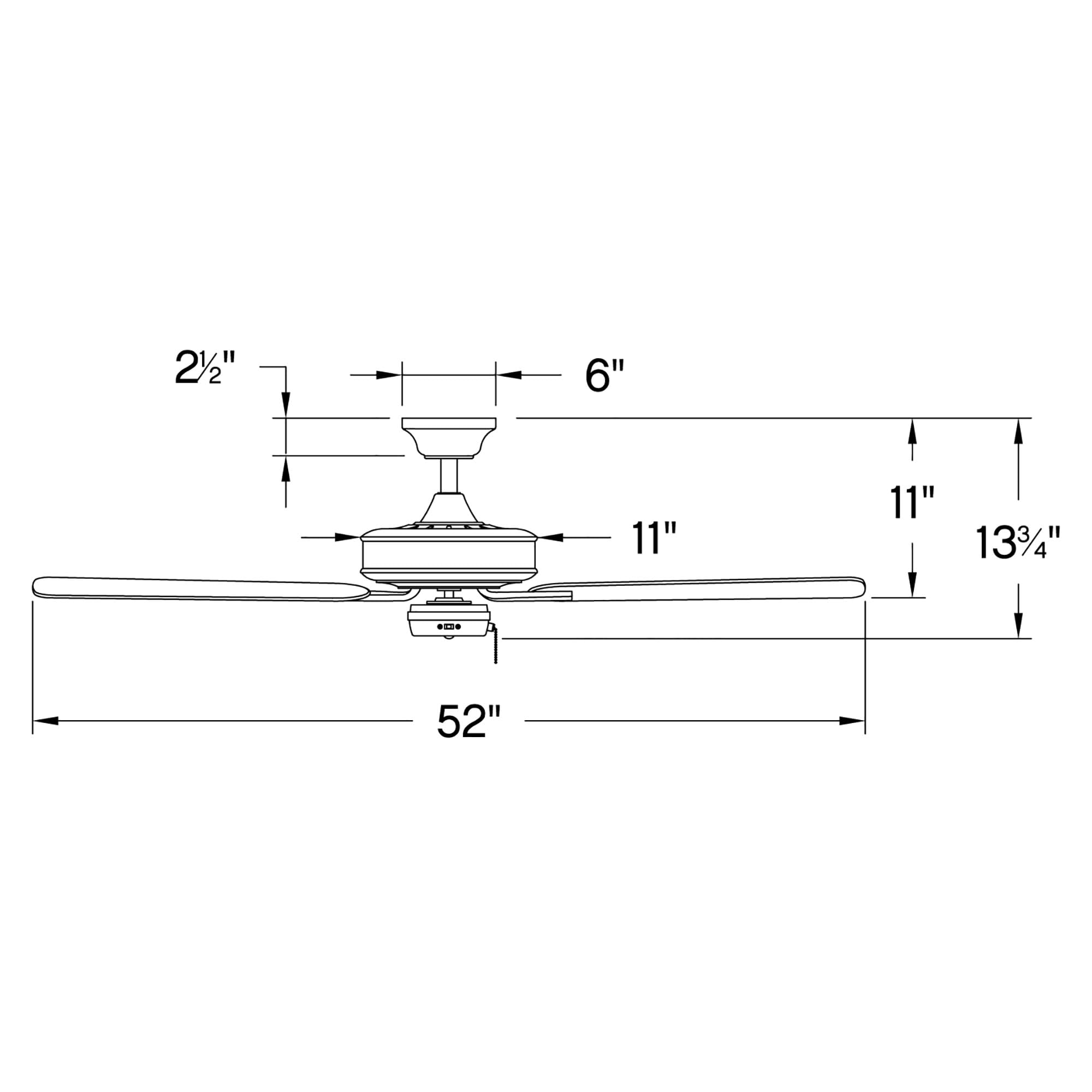 Hinkley Metro 52" Indoor Dual Mount Ceiling Fan with No Light - Traditional Style, Reversible Wooden Fan Blades - Matte Black - Remote Sold Separately