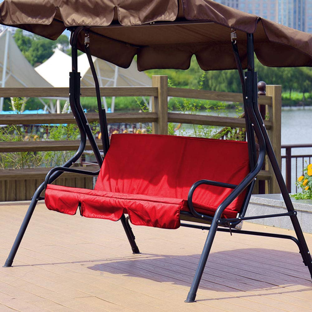 Andraw Easy to Clean Non‑Fading Swing Chair Cushion,Three seat Swing Replacement Cushions Swing Seat Cover, Waterproof Yard Garden Lawn(red),