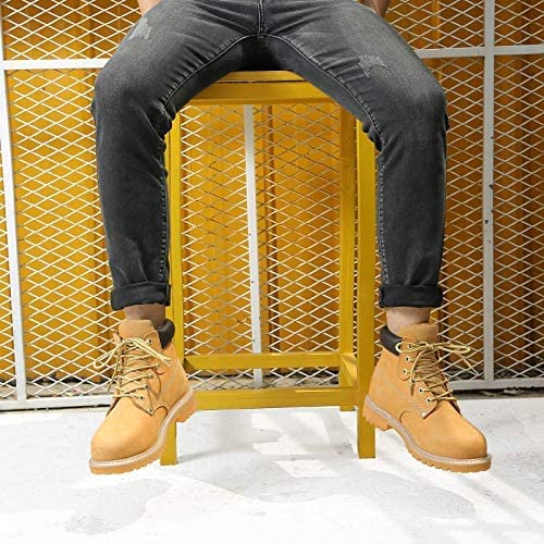BOIWANMA Work Boots for Men, Steel Toe Leather Safety Boots, Oil, Slip and Heat Resistant Heavy Duty Wide Industrial & Construction Boots, US 12