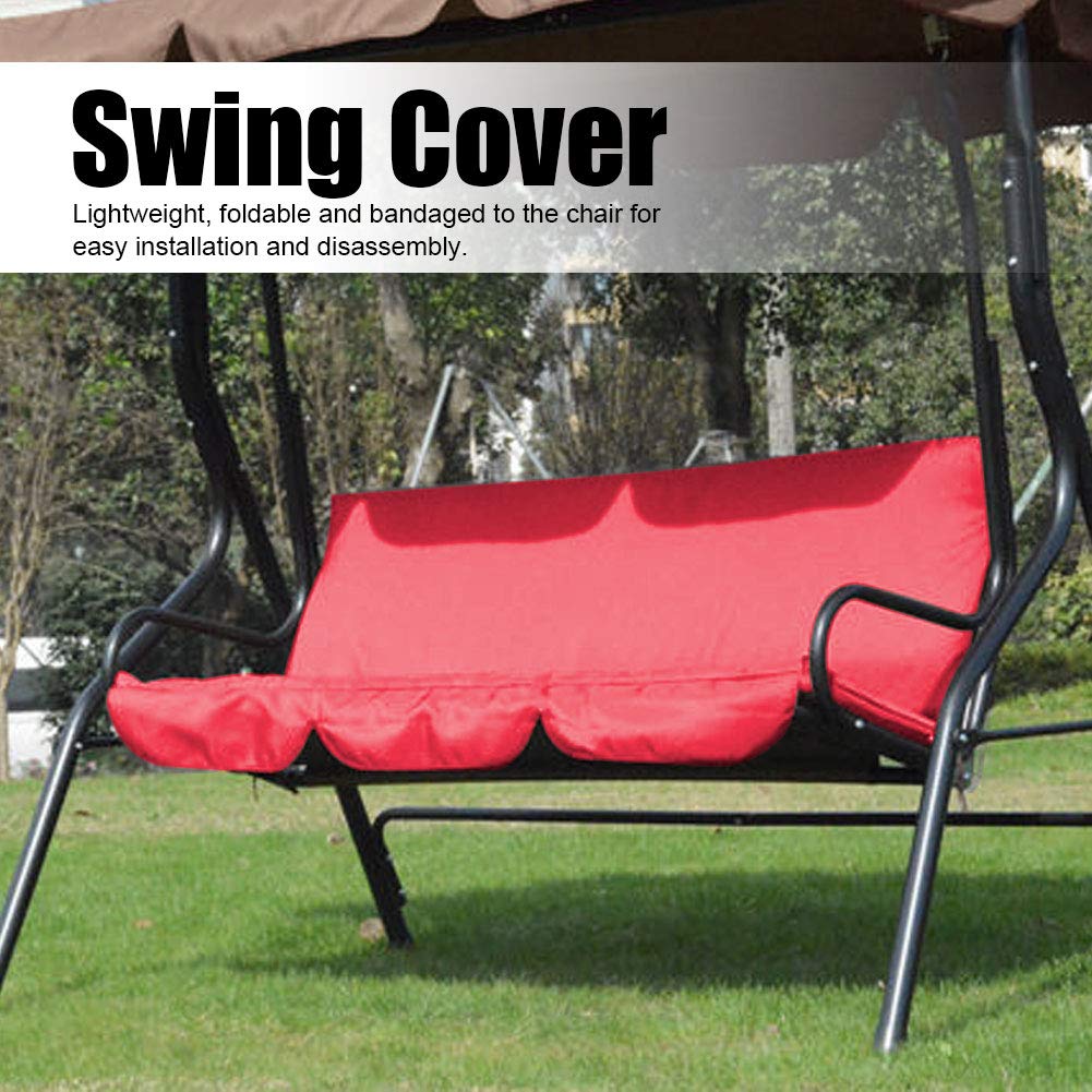 Andraw Easy to Clean Non‑Fading Swing Chair Cushion,Three seat Swing Replacement Cushions Swing Seat Cover, Waterproof Yard Garden Lawn(red),