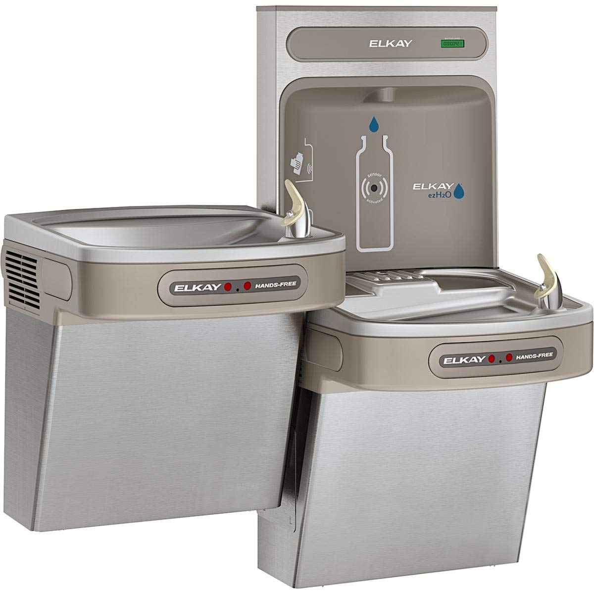 Elkay EZH2O Bottle Filling Station with Bi-Level ADA Cooler Dual Hands Free Activation Refrigerated Stainless