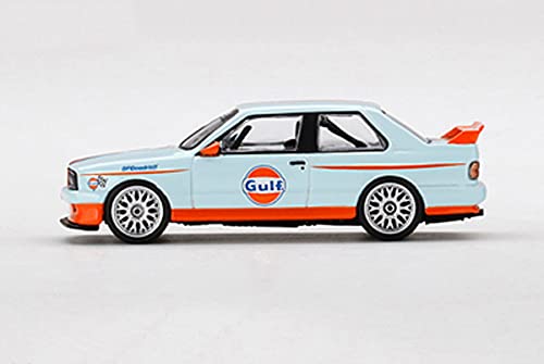 M3 E30 #10 ''Gulf Oil Light Blue with Orange Stripes 1/64 Diecast Model Car by True Scale Miniatures MGT00314, MGT00314-MJ