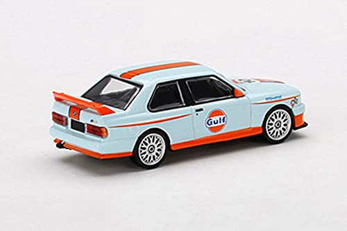 M3 E30 #10 ''Gulf Oil Light Blue with Orange Stripes 1/64 Diecast Model Car by True Scale Miniatures MGT00314, MGT00314-MJ