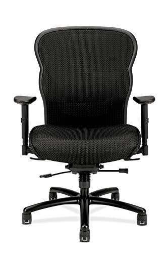HON Wave Mesh Big and Tall Executive Chair | Knee-Tilt | Adjustable Arms | Black Fabric Seat | HVL705 Model