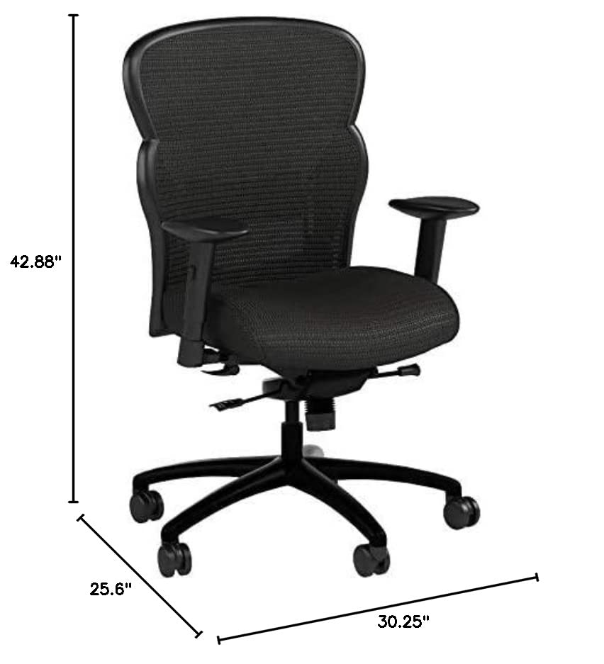 HON Wave Mesh Big and Tall Executive Chair | Knee-Tilt | Adjustable Arms | Black Fabric Seat | HVL705 Model