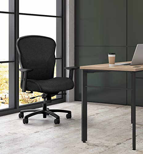 HON Wave Mesh Big and Tall Executive Chair | Knee-Tilt | Adjustable Arms | Black Fabric Seat | HVL705 Model