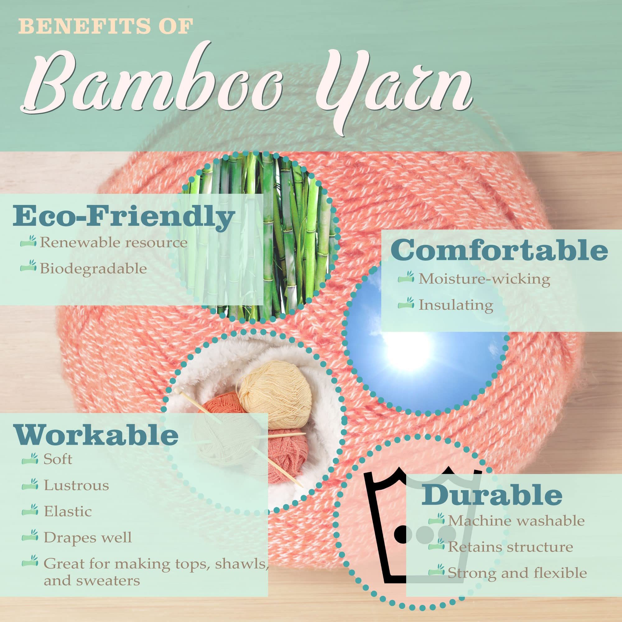 JubileeYarn Bamboo Cotton Sport Yarn - 50g/Skein - Dynasty Blue - 4 Skeins