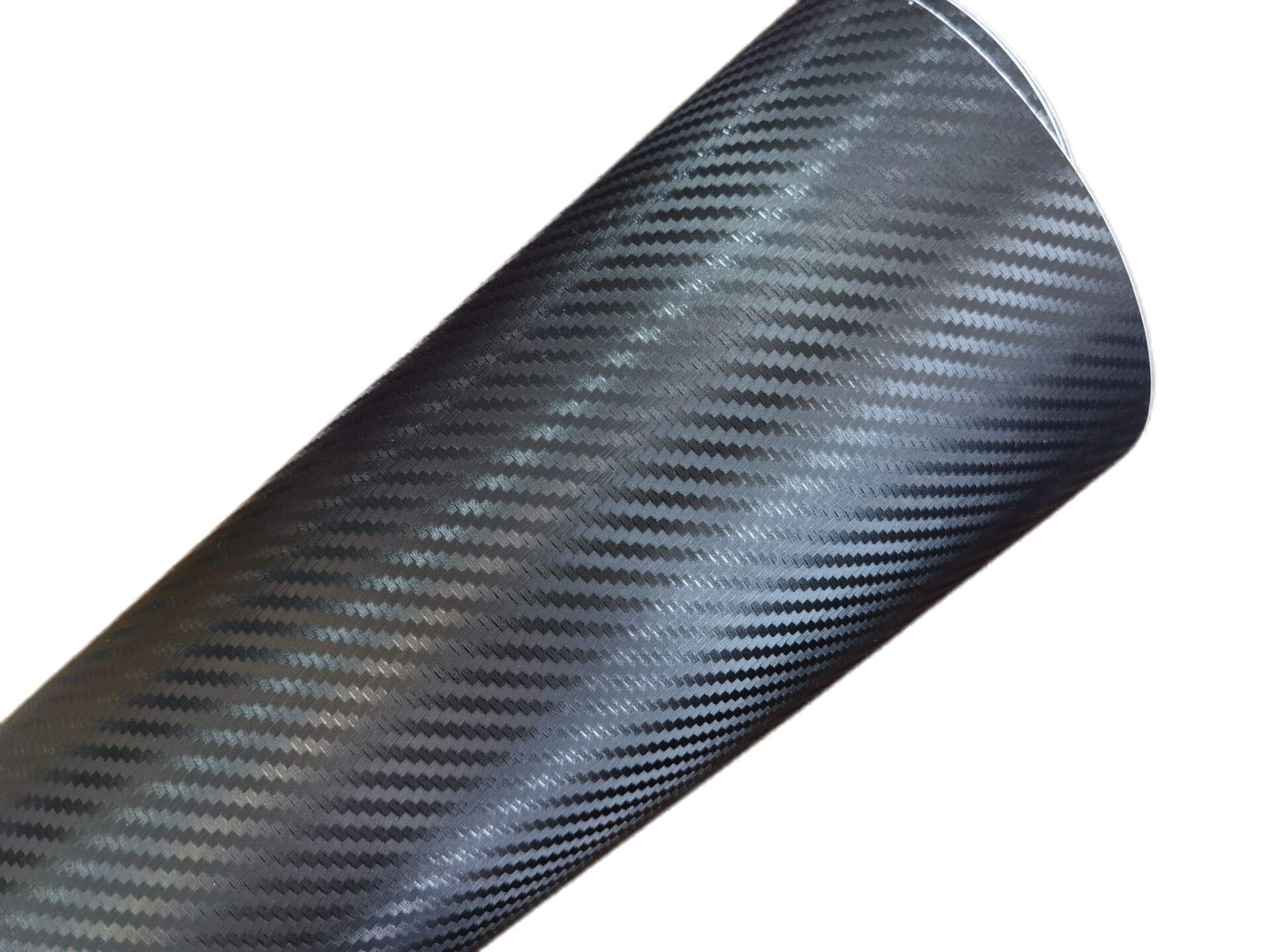 3D Black Carbon Fiber Vinyl Wraps, Car DIY Wrap Vinyl Roll Film Self-Adhesive Twill Weave Sheet Sticker with air Release Technology (1ft x 5ft)