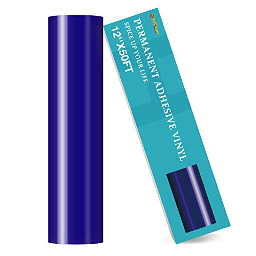 HTVRONT Royal Blue Permanent Vinyl Roll - 12" x 50 FT Blue Adhesive Vinyl for Cricut, Silhouette, Cameo Cutters, Blue Vinyl Roll for Signs, Scrapbooking, Craft, Die Cutters