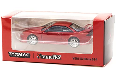 Vertex Silvia S14 RHD (Right Hand Drive) Red Metallic Global64 Series 1/64 Diecast Model Car by Tarmac Works T64G-018-RE