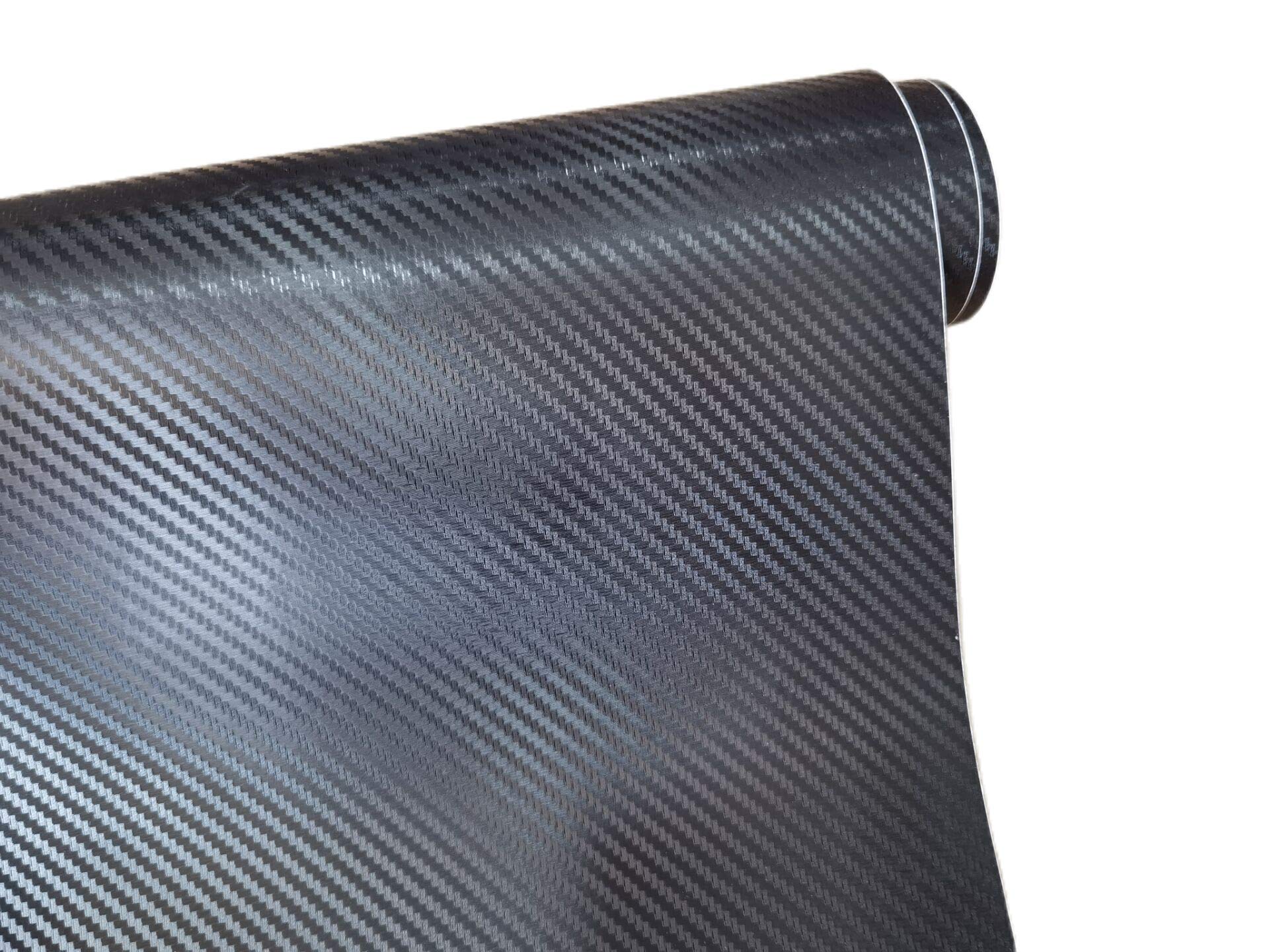 3D Black Carbon Fiber Vinyl Wraps, Car DIY Wrap Vinyl Roll Film Self-Adhesive Twill Weave Sheet Sticker with air Release Technology (1ft x 5ft)