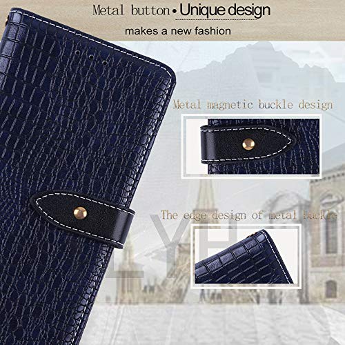 YLYT Shockproof - Blue Flip Leather TPU Silicone Luxury Cover Stand Wallet Case for Oppo Reno2 6.5 inch Card Slots Pouch Skin