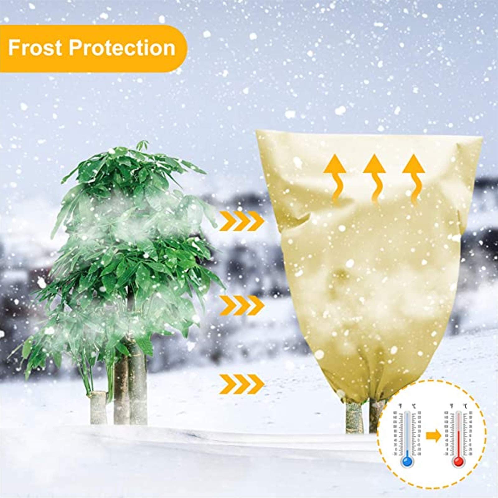 5 Packs Plant Covers Freeze Protection 22.8" Wx30.7 H 2.4oz Tree Cover for Fruit Shrubs Winter Protection Sun Pest Frost Cold with Drawstring Plants Bags Small