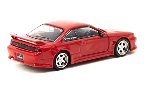 Vertex Silvia S14 RHD (Right Hand Drive) Red Metallic Global64 Series 1/64 Diecast Model Car by Tarmac Works T64G-018-RE
