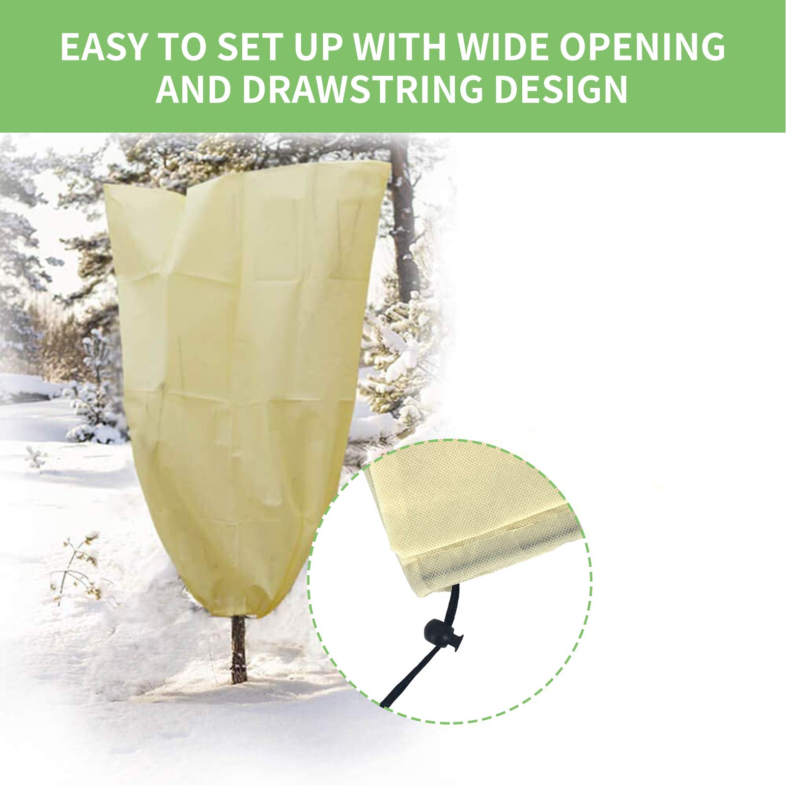 5 Packs Plant Covers Freeze Protection 22.8" Wx30.7 H 2.4oz Tree Cover for Fruit Shrubs Winter Protection Sun Pest Frost Cold with Drawstring Plants Bags Small
