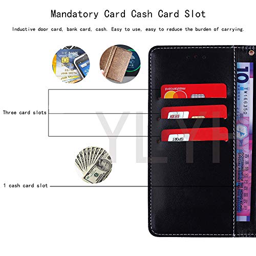 YLYT Shockproof - Blue Flip Leather TPU Silicone Luxury Cover Stand Wallet Case for Oppo Reno2 6.5 inch Card Slots Pouch Skin