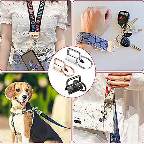 WANBAO Silver 1 Inch Key Chain Fob Wristlet Hardware with Key Ring for Wristlet Keychain, Key Lanyard, Key Chain Making Hardware, 20 Pcs