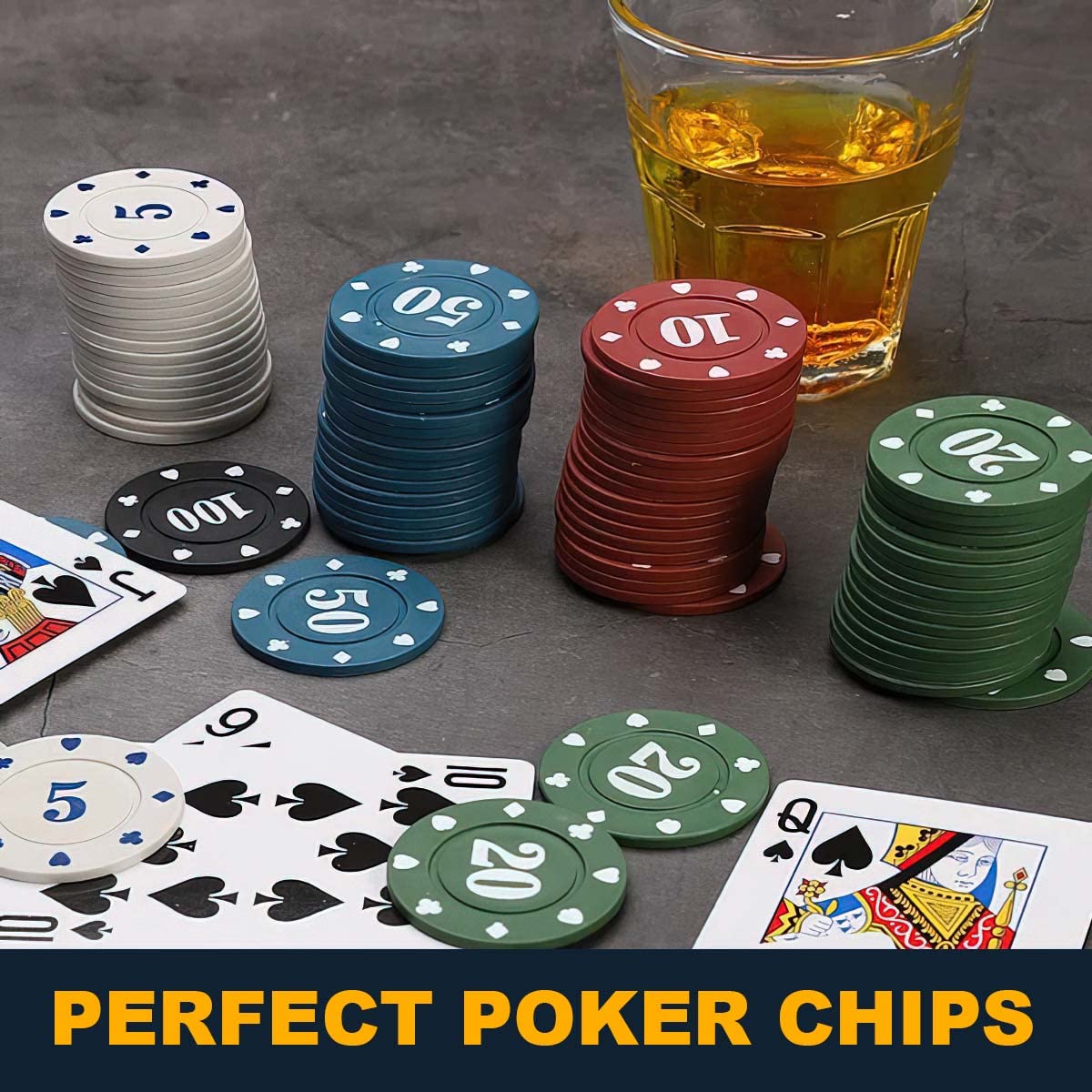 Lynkaye 100 Pcs Poker Chips with Storage Box, Plastic Poker Card Chips with Denomination Printed Number for Texas Home Nights, Learning Math Counting, Bingo, Family Game Token