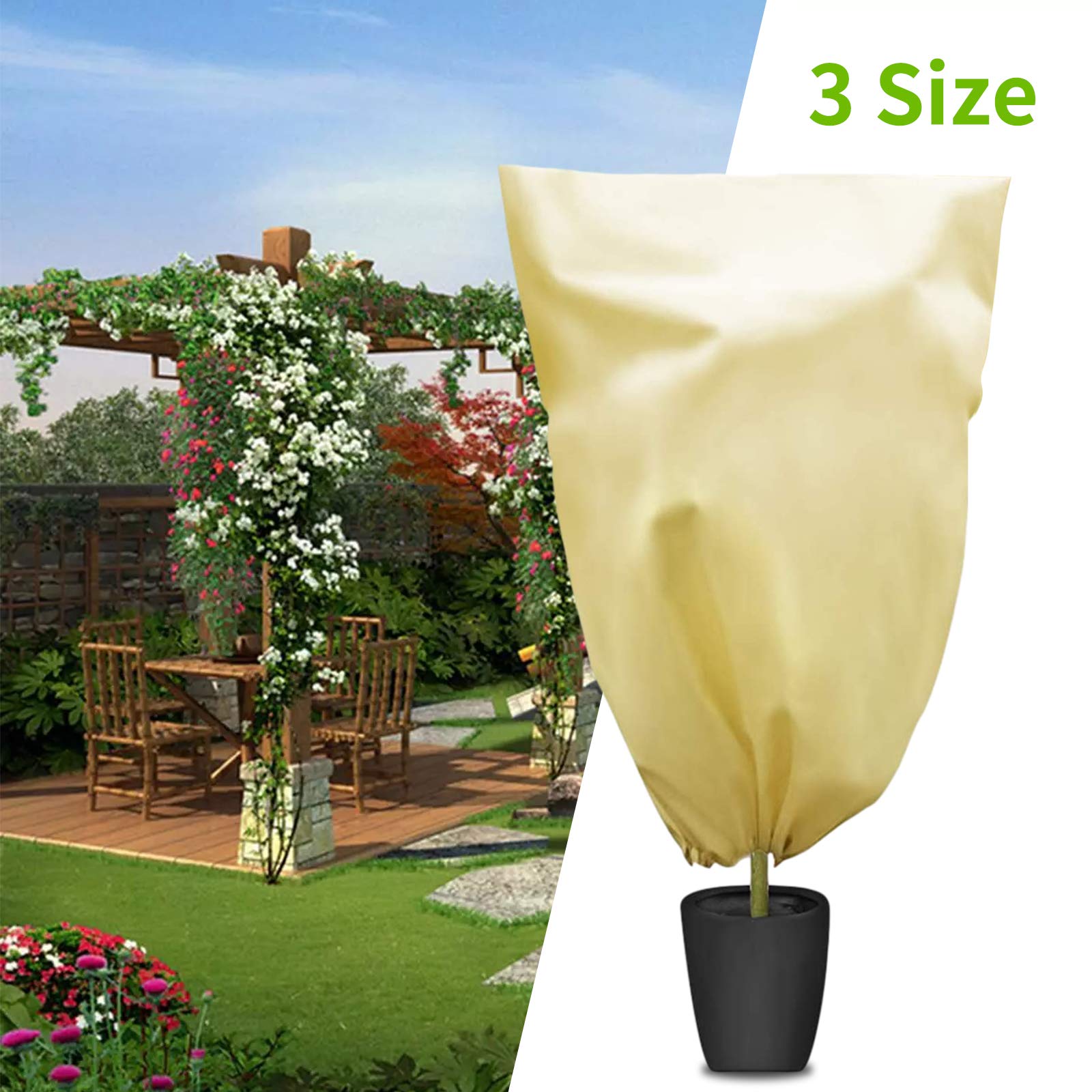 5 Packs Plant Covers Freeze Protection 22.8" Wx30.7 H 2.4oz Tree Cover for Fruit Shrubs Winter Protection Sun Pest Frost Cold with Drawstring Plants Bags Small
