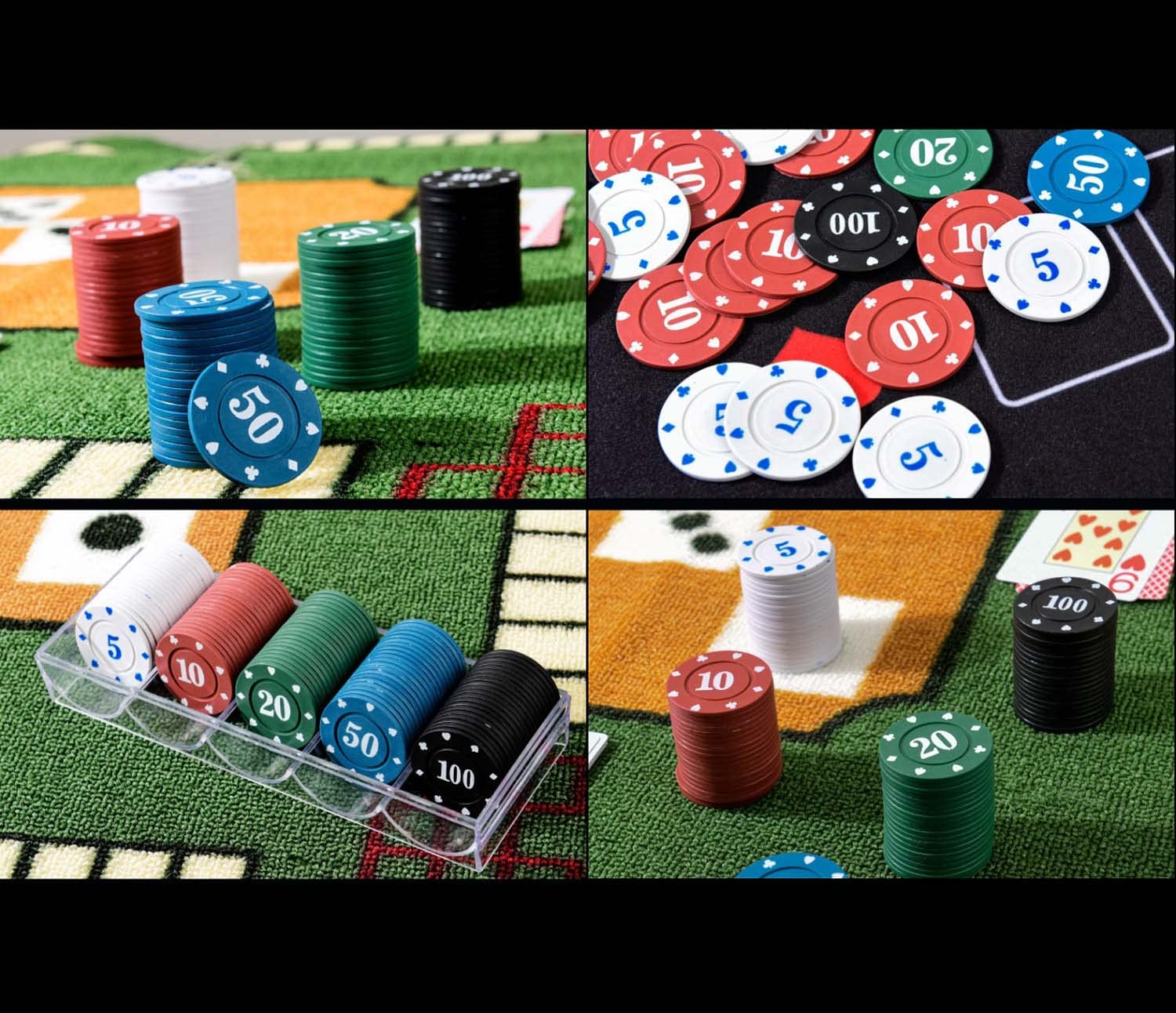 Lynkaye 100 Pcs Poker Chips with Storage Box, Plastic Poker Card Chips with Denomination Printed Number for Texas Home Nights, Learning Math Counting, Bingo, Family Game Token