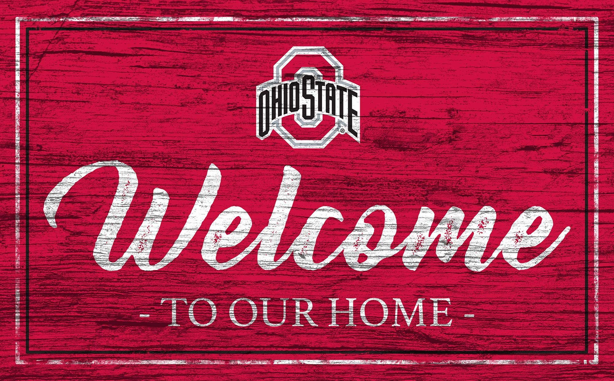Ohio State Buckeyes 12" x 6" Team Color Welcome to Our Home Wood Sign