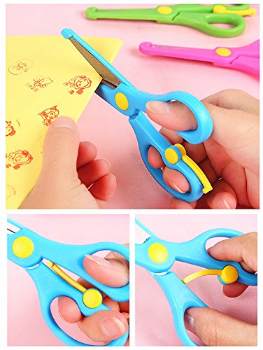 Kinteshun Children Scissors,Kids’ Artwork Blunt Tip Anti-Pinch Shears Students Cutter Scissors for DIY Handcraft Projects(5pcs)