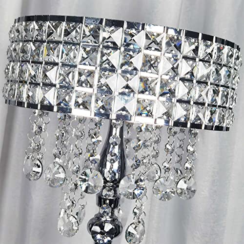 beaysyty Modern K9 Clear Glass Crystals Floor Lamp with 3 LED Bulbs, On/Off Foot Switch, Crystal & Glass 3-Lights Standing Light, Reading Corner Lamp for Office Cafe , Living Room Bedroom (Chrome)