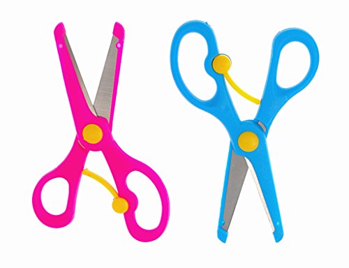 Kinteshun Children Scissors,Kids’ Artwork Blunt Tip Anti-Pinch Shears Students Cutter Scissors for DIY Handcraft Projects(5pcs)