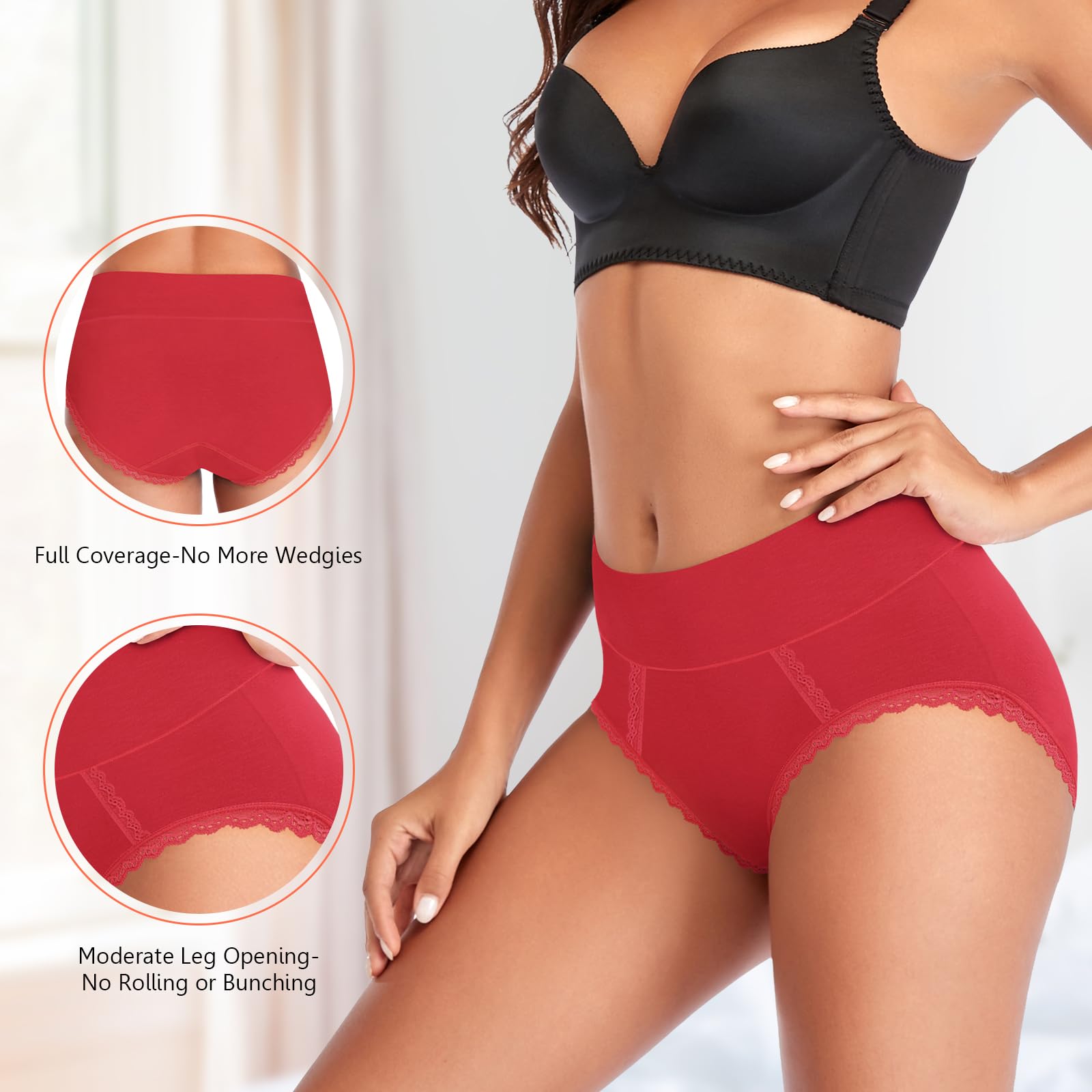 MISSWHO High Waisted Underwear Womens Cotton C Section Postpartum Stretch Panties Tummy Control Briefs Ladies Size Medium 6 Pack