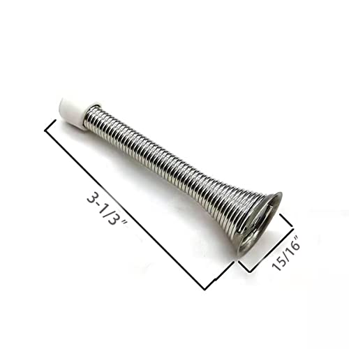 12 Pack Black Spring Door Stops,3 1/3" Flexible Spring Door Stopper with White Rubber Bumper Tips, Bendable Spring Rustproof Steel (Black)