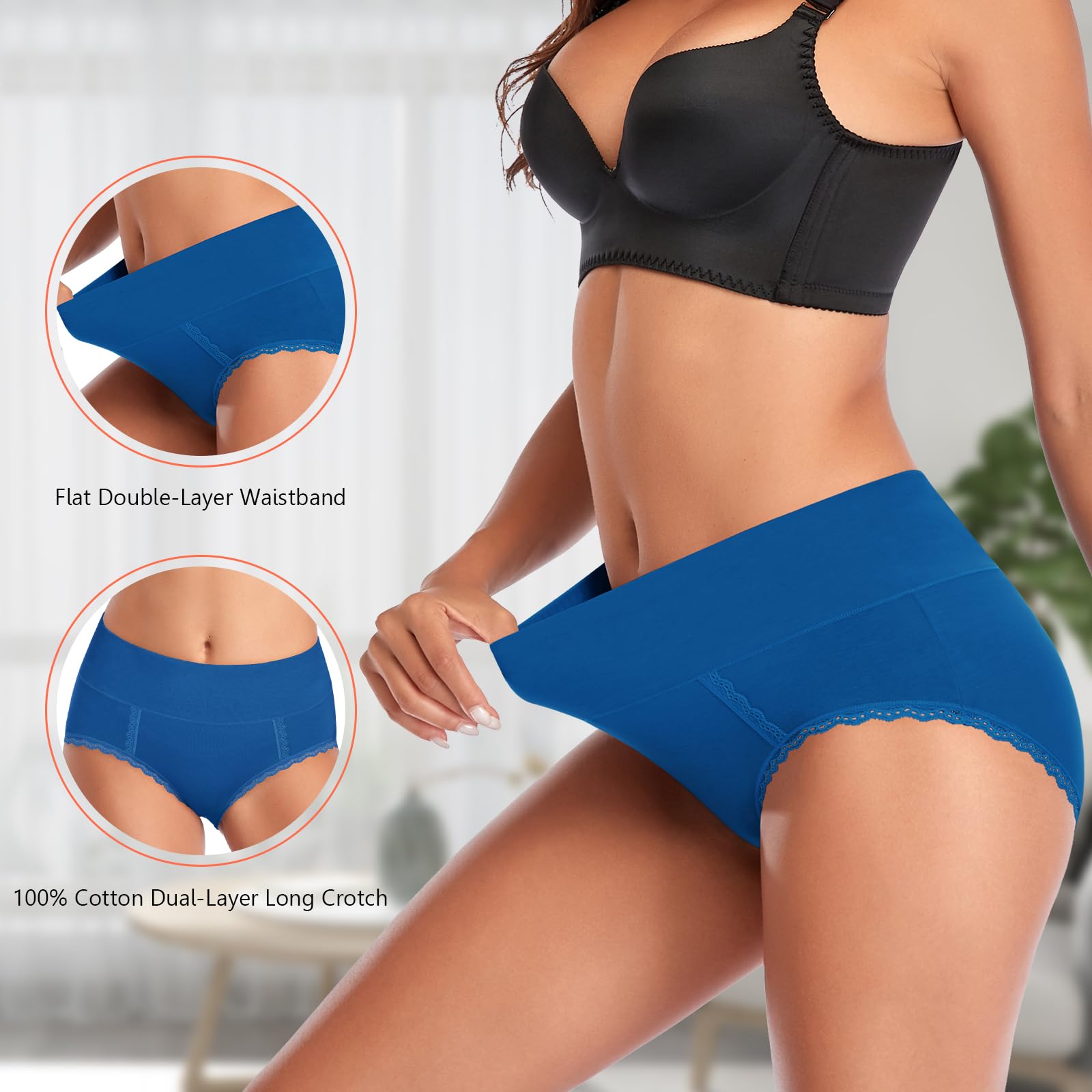 MISSWHO High Waisted Underwear Womens Cotton C Section Postpartum Stretch Panties Tummy Control Briefs Ladies Size Medium 6 Pack