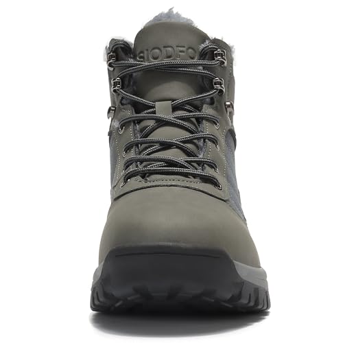 TSIODFO Snow Boots for Men Waterproof Winter Shoes The Cold Weather Insulated Fur Warm Outdoor Boots Grey Size 12
